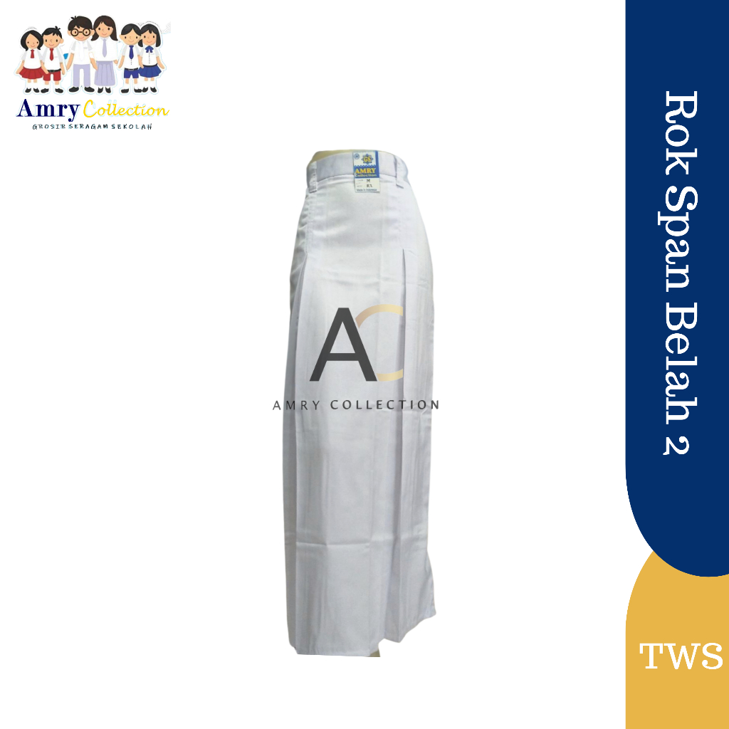 Jual ROK SEKOLAH Rok Span Belah Dua PUTIH Panjang Seragam Sekolah Kerja ...