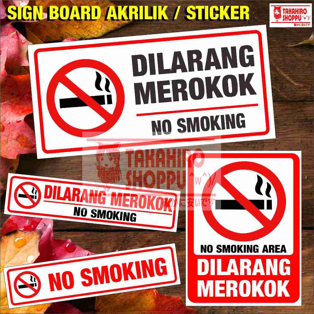 Jual Papan Tanda Akrilik Peringatan Tulisan DILARANG MEROKOK / NO ...
