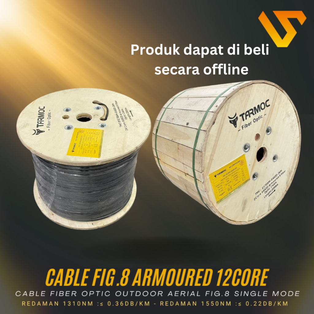 Jual Tarmoc Fiber Optic Cable Fig 8 Armoured 12 Core 2000m | Kabel ...