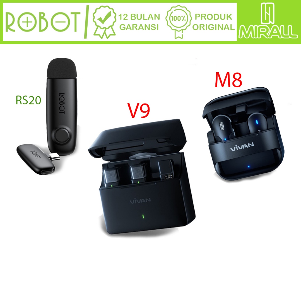Jual ROBOT RS20 Mic Wireless Microphone Bluetooth 5.1 Clip On Jepit ...