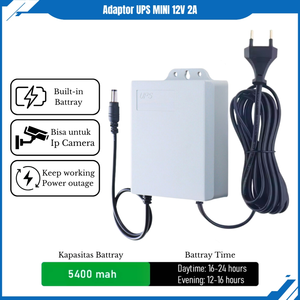 Jual UPS Mini 12V 2A backup Router Modem CCTV Adaptor Power Supply 5400mAh | Shopee Indonesia