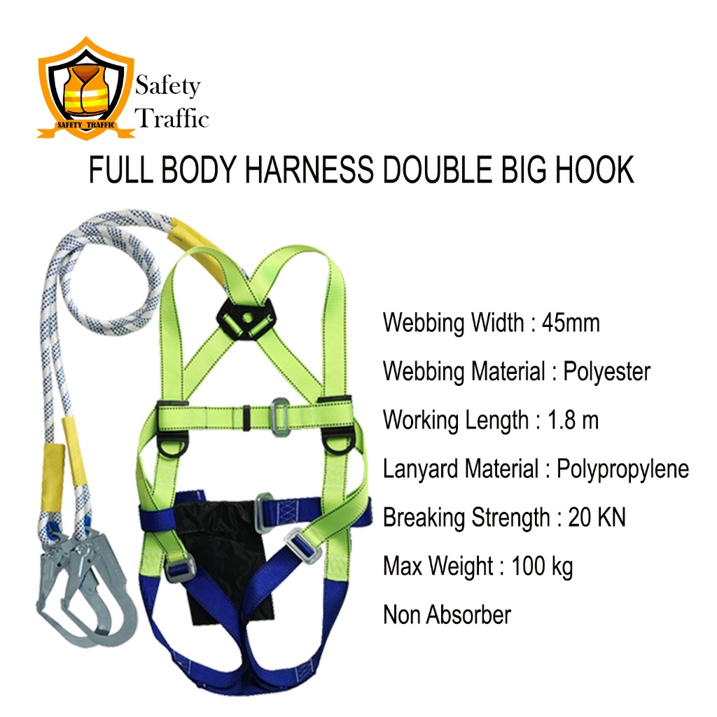 Jual Full Body Harness Double Big Hook / Safety Body Harness Double Big ...