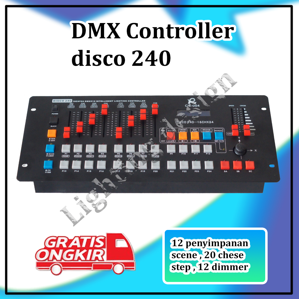 Jual dmx controller mixer lighting disco 240 lampu panggung | Shopee ...