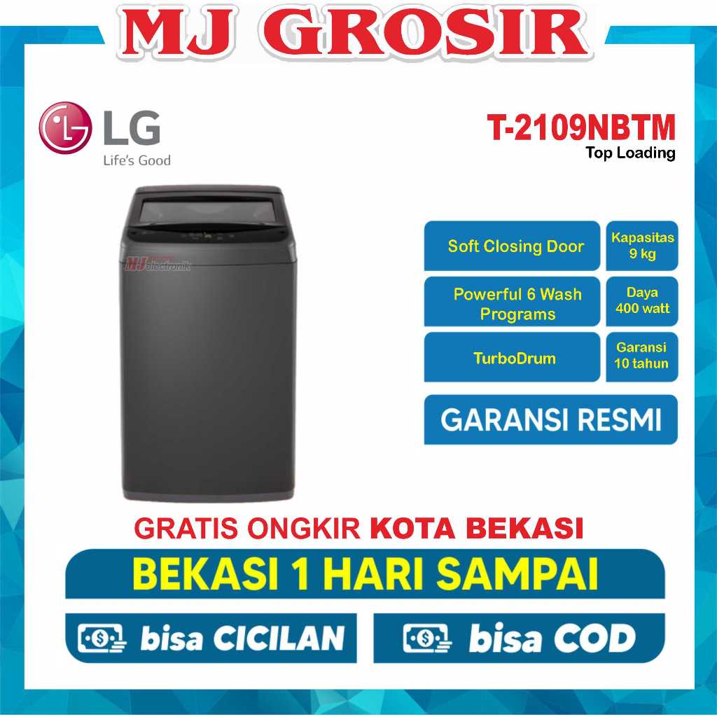 Jual MESIN CUCI 1 TABUNG LG T 2109 NBTM NEW TOP LOADING 8/9 KG | Shopee ...