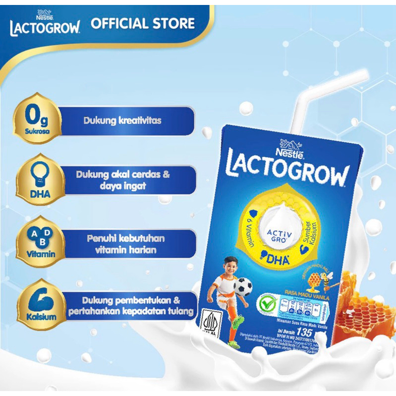 Jual Lactogrow Susu UHT Madu Vanila 135ml | Shopee Indonesia
