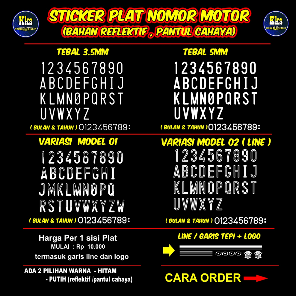 Jual STICKER PLAT NOMOr MOTOR HITAM DAN PUTIH (BAHAN REFLEKTIF,MENYALA ...
