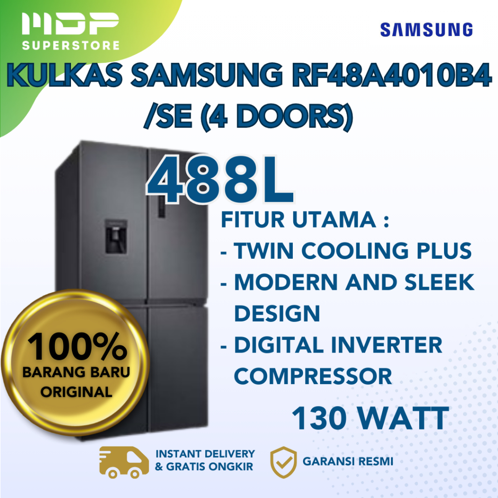 Jual KULKAS SAMSUNG RF48A4010B4/SE (4 DOORS 488L) | Shopee Indonesia