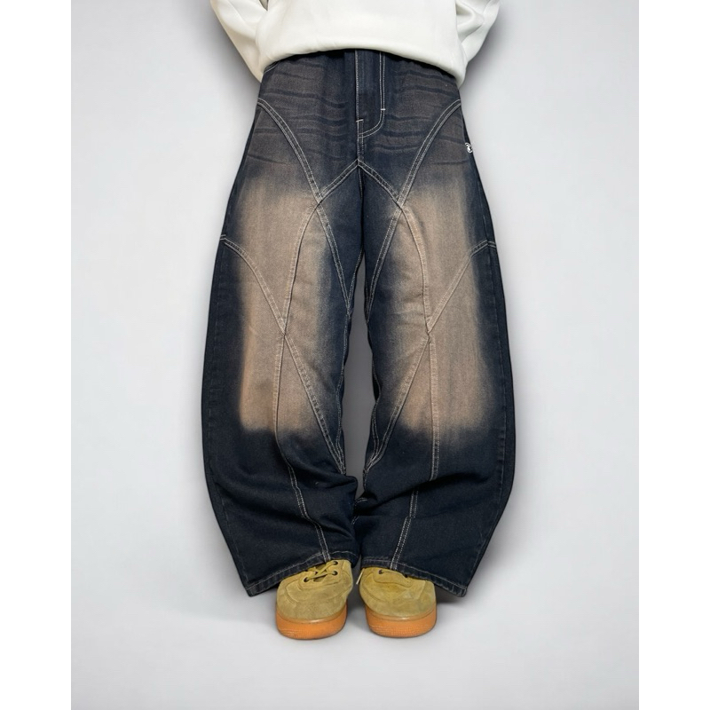 Jual Bawwa Santai | BLACK BLUE Wash fading | Celana Baggy Jeans Pecah ...