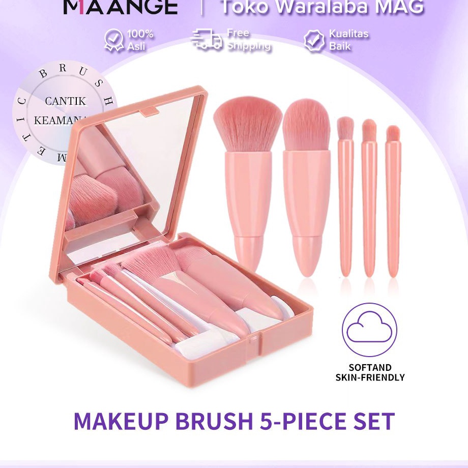 Jual VRPD6235 MAANGE Kit Kuas Rias 6 In 1 Dengan Cermin Builtin Set Kuas Makeup Premium Bedak ...