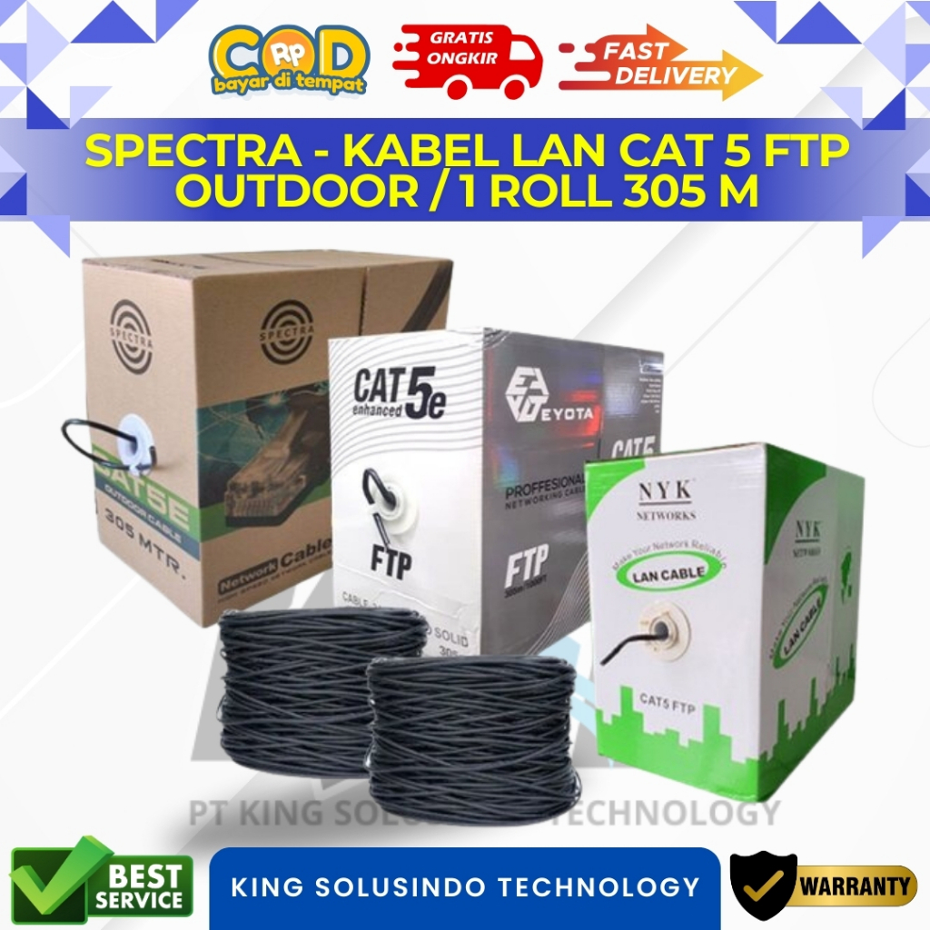 Jual SPECTRA - Kabel LAN Cat 5 FTP Outdoor 1 Roll 305 Meter | Shopee ...