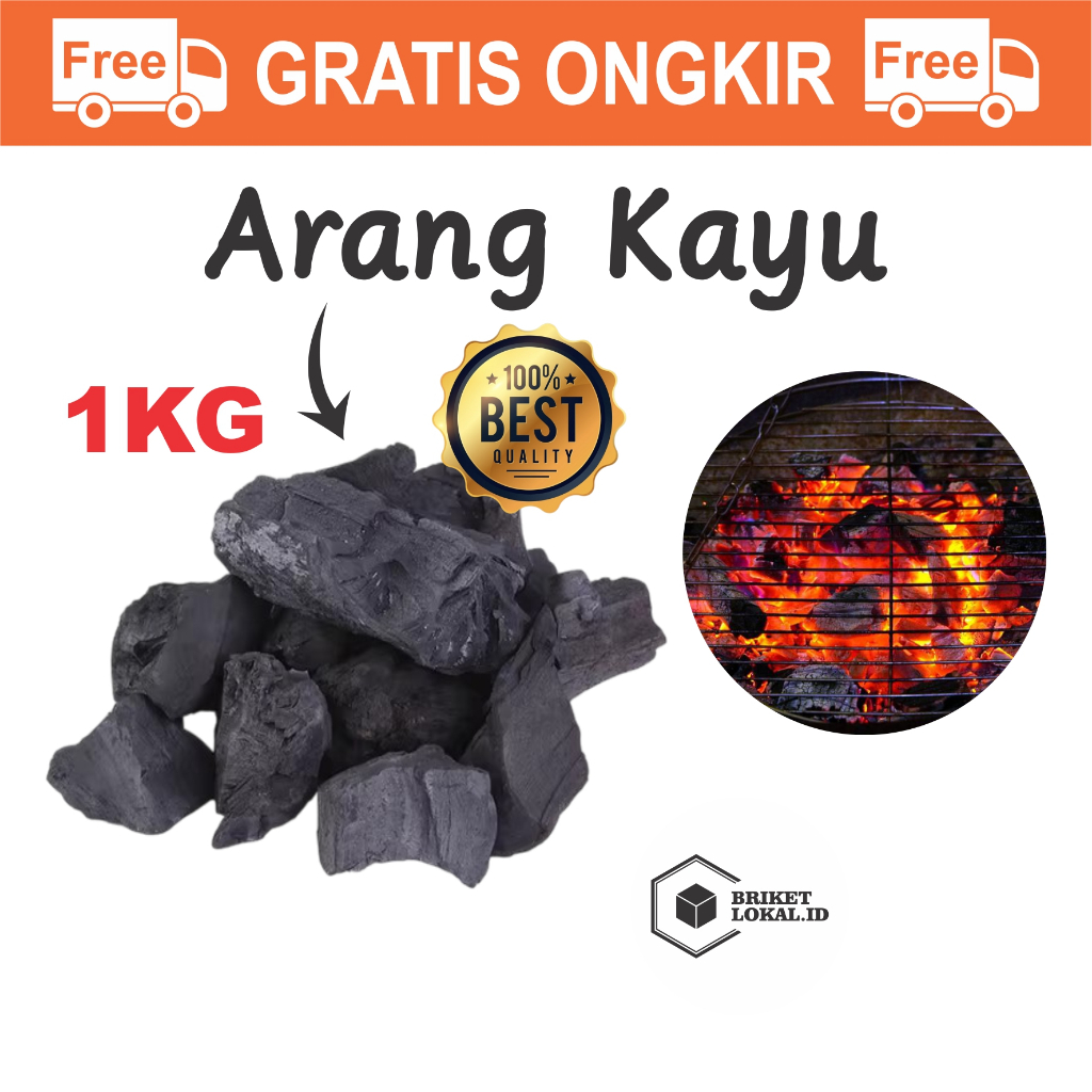 Jual 6.6 COD Arang Kayu Bakar 1KG Areng Sate BBQ Barbecue | Shopee ...