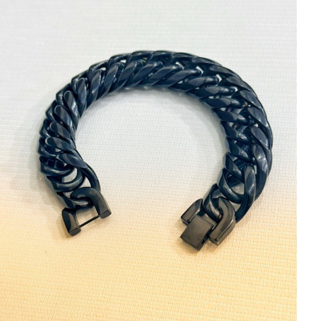 Jual rantai pria hitam cuban link bulat titanium pria elegany | Shopee ...