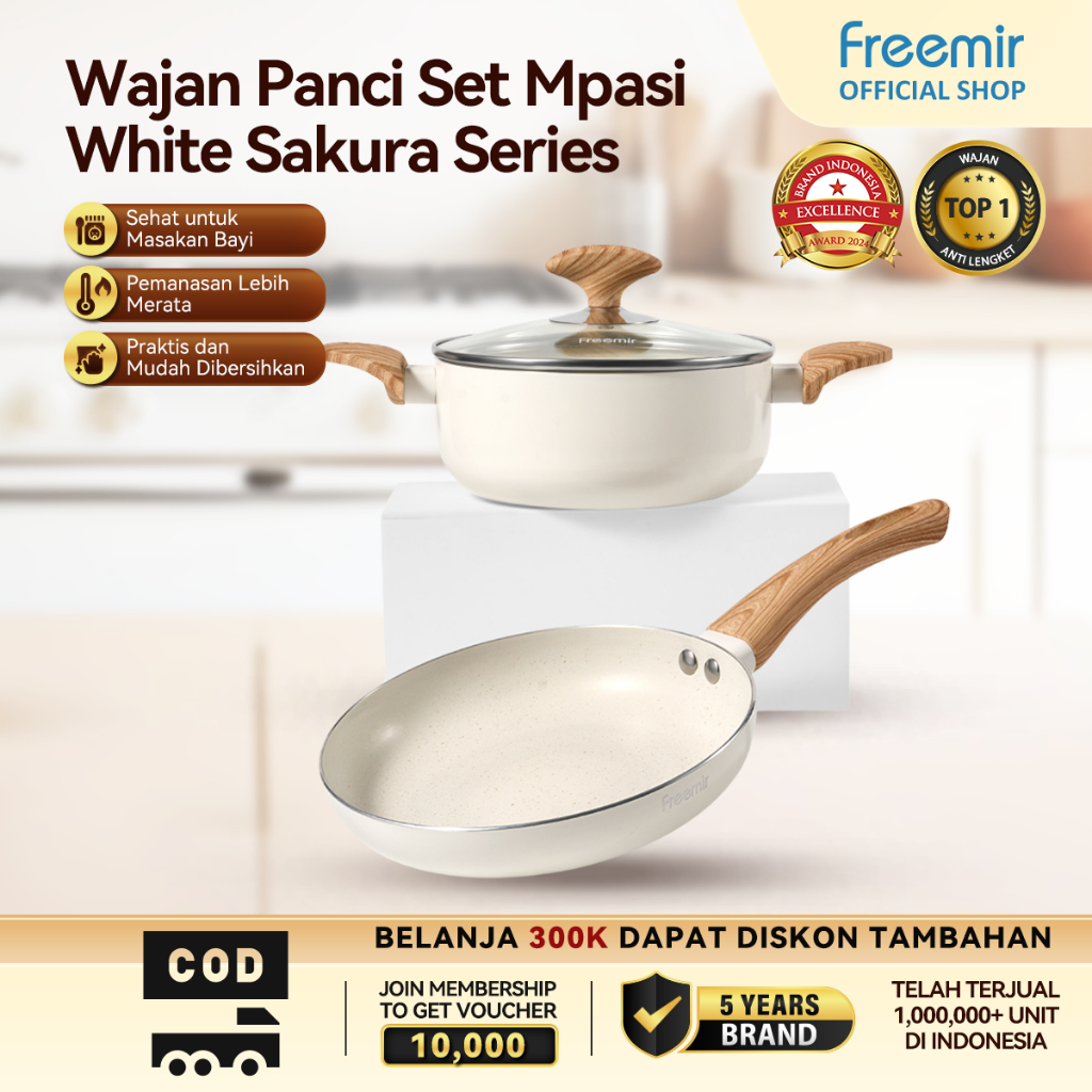 Jual [FLASH SALE] freemir Wajan Panci Set Anti Lengket Warna Putih ...