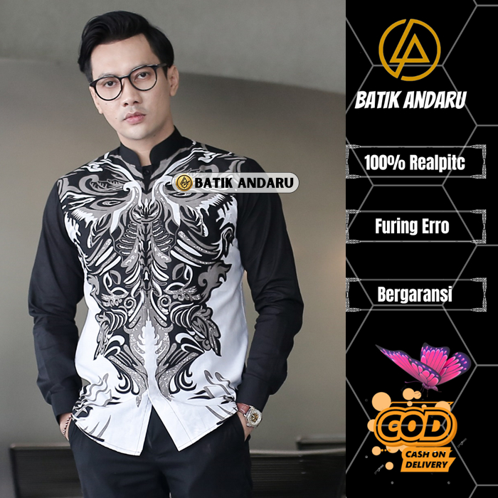Jual Batik Andaru Koko Aiman Baju Koko Batik Pria Muslim Slim Fit ...