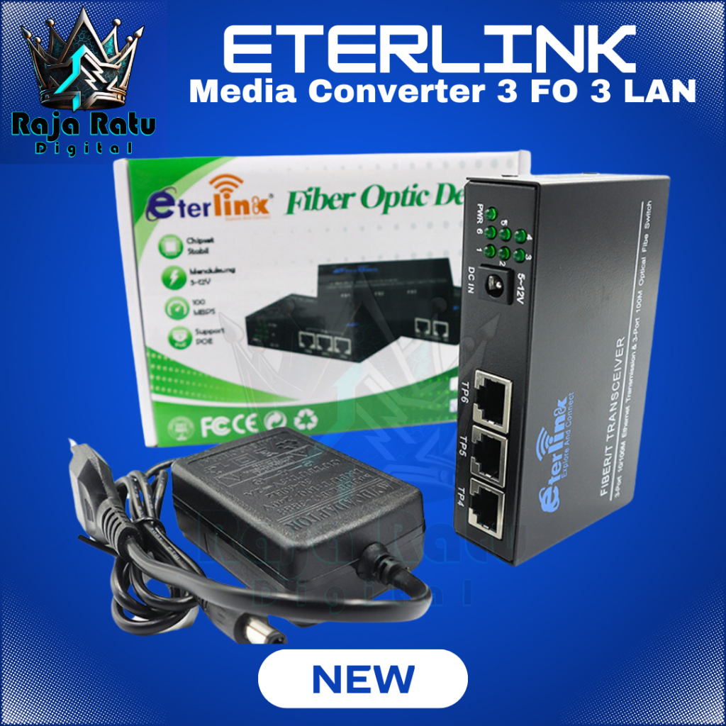 Jual Eterlink 3 FO 3 LAN Ethernet Fiber 3 RJ45 3SC Optik Media Converter Single Mode | Shopee ...