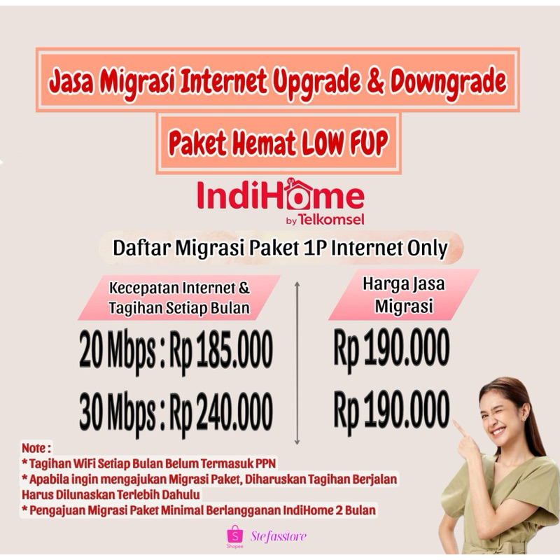 Jual MIGRASI INDIHOME PAKET 1P INTERNET ONLY LOW FUP 20 - 30 MBPS ...