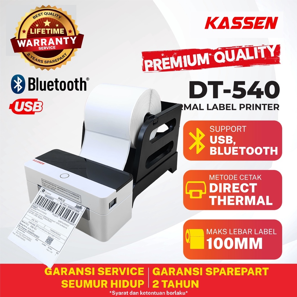 Jual Barcode Printer Thermal Kassen Printer USB+Bluetooth Mesin Cetak ...