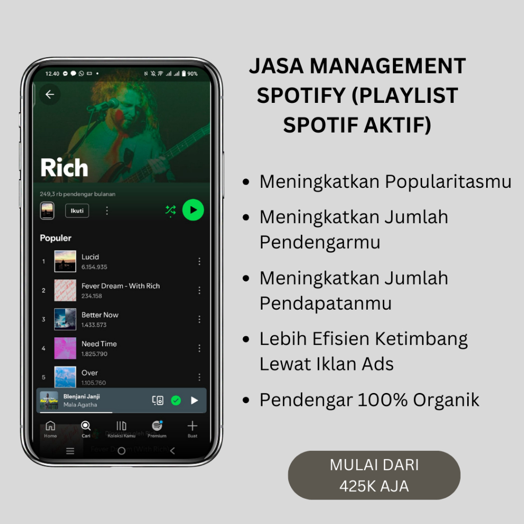 Jual JASA MANAGEMENT SPOTIFY (PLAYLIST AKTIF) DURASI 1 BULAN| PAKET ...