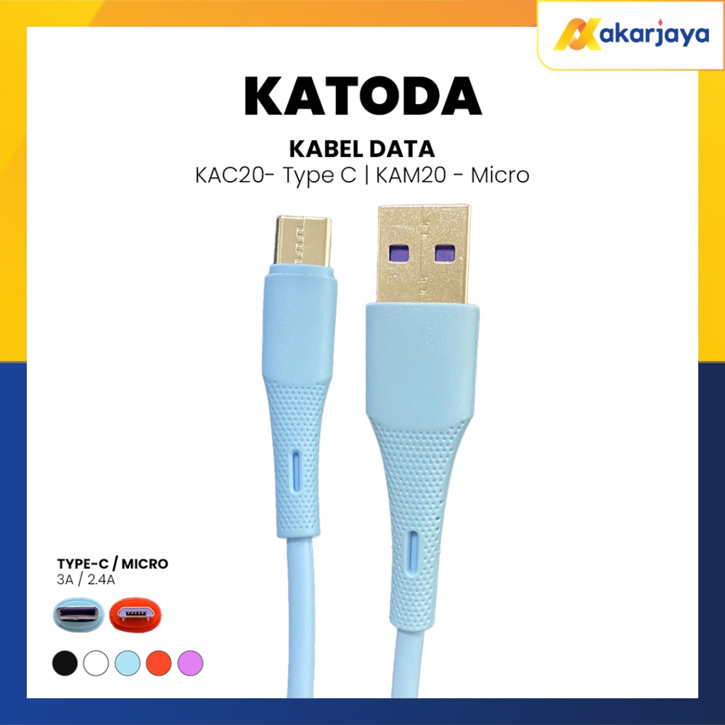 Jual KATODA KAM20 KAC20 Kabel Data Micro Type C 100cm 2.4A 3A Cable ...