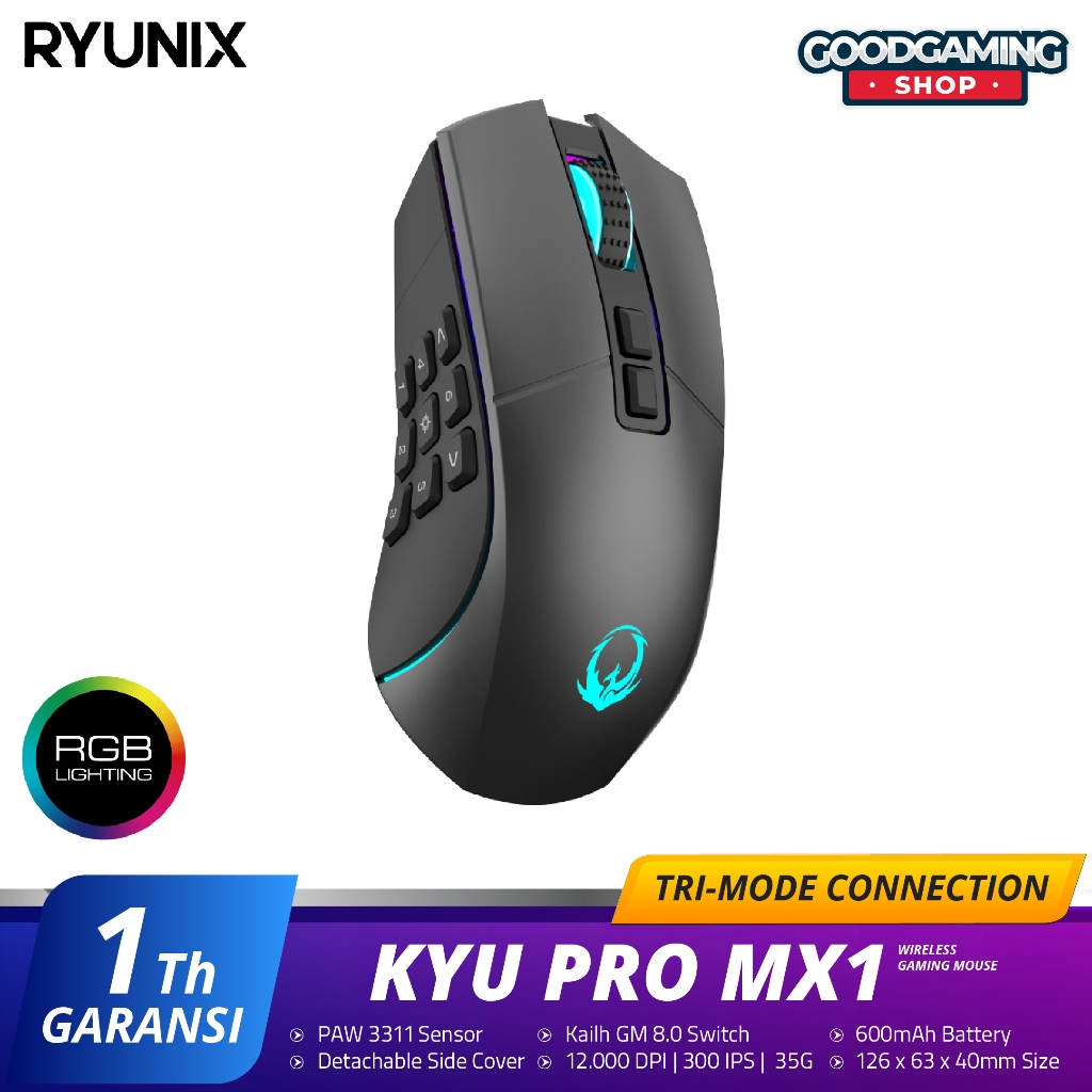 Jual SADES RYUNIX KYU PRO MX1 | MX-1 MMO TRI-MODE CONNECTION GAMING MOUSE | Shopee Indonesia