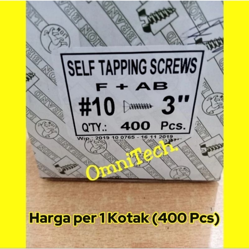 Jual Sekrup Tap Tapping Screw FAB FH Kepala Rata (+) Moon Lion 10x3" 10 ...