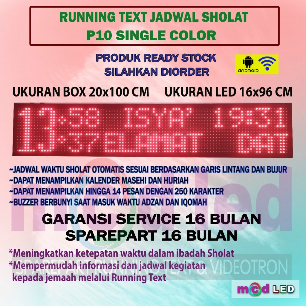 Jual JAM SHOLAT MASJID RUNNING TEXT JWS JADWAL SHALAT SOLAT DIGITAL ...