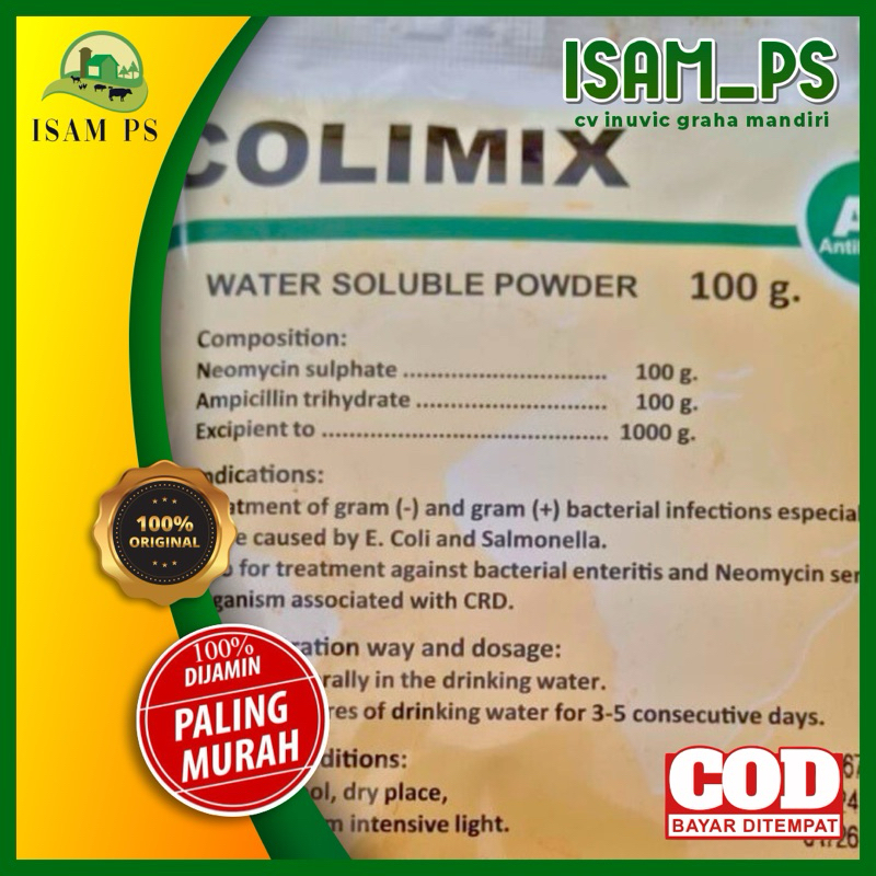 Jual COLIMIX 100 GRAM - Obat Ayam Ngorok Pilek CRD Kolibasilosis & NE ...