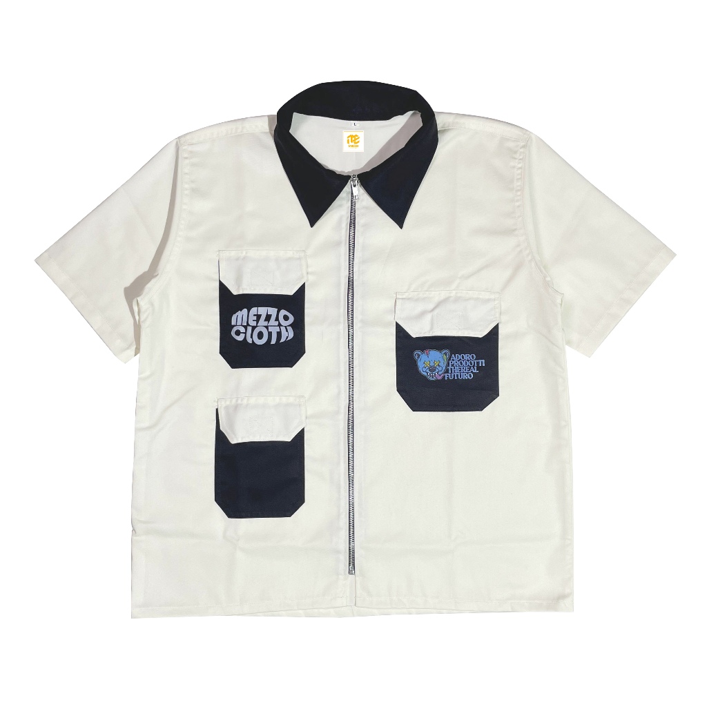 Jual MEZZO RISE IN ART Workshirt "Workhard" - Work Shirt Zipper - Putih ...