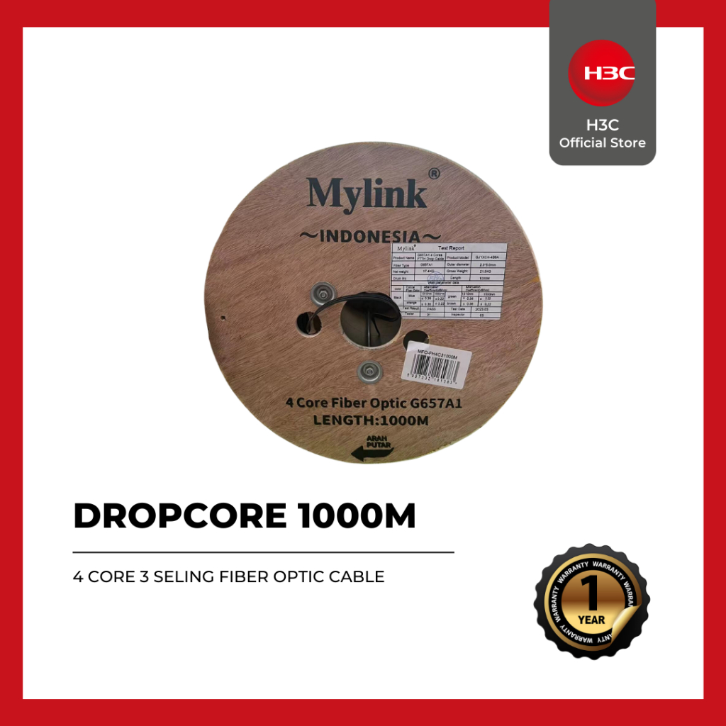 Jual MYLINK DROPCORE 4 CORE 3 SELING FIBER OPTIC G657A1 1 KM / 1000M ...