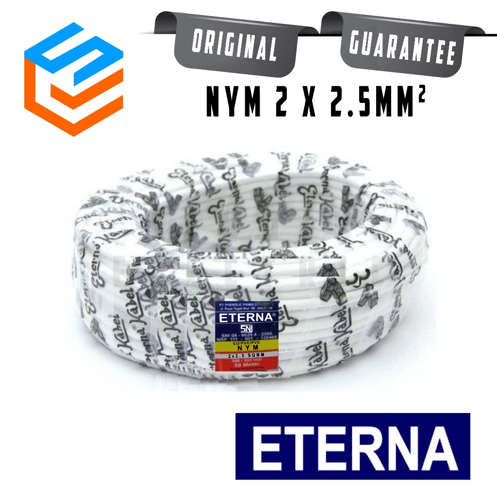 Jual Eterna Cable NYM Roll 2x2.5 mm2 Kabel Listirk Tembaga Kawat - 50M ...