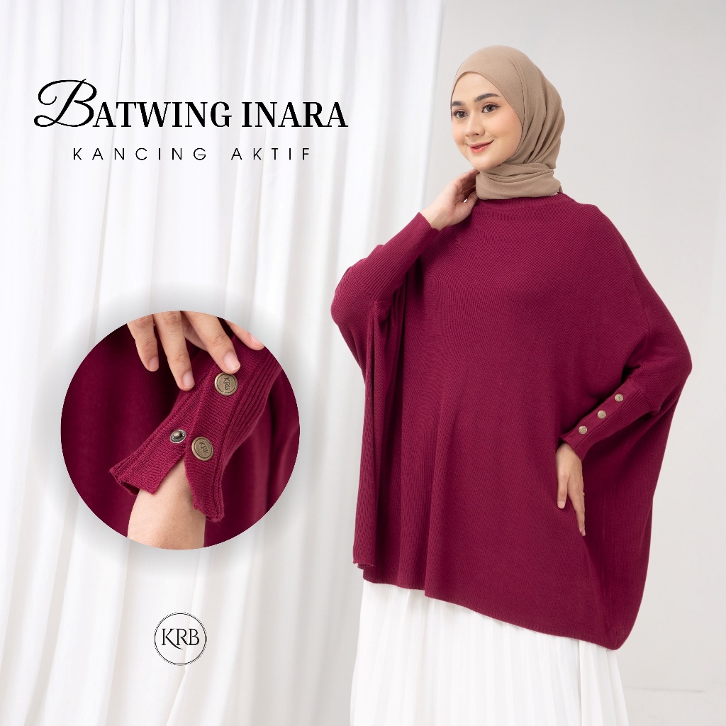 Jual Inara Blouse Batwing Kancing Aktif Blus Atasan Wanita Rajut KRB ...