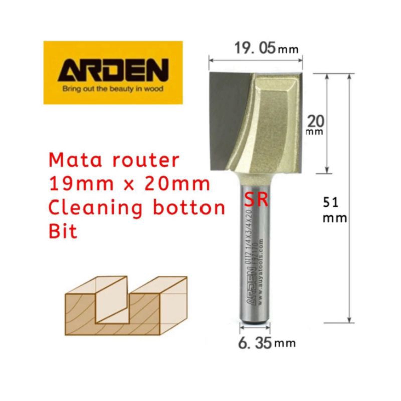 Jual Mata Router/ Profil 19mm × 20mm As 1/4 Cleaning Bottom Bits Merk ...