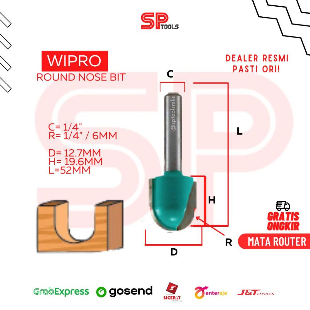 Jual MATA ROUTER ROTER PROFIL KAYU BIT BULAT ROUND NOSE BIT 1/4" X 1/4 ...