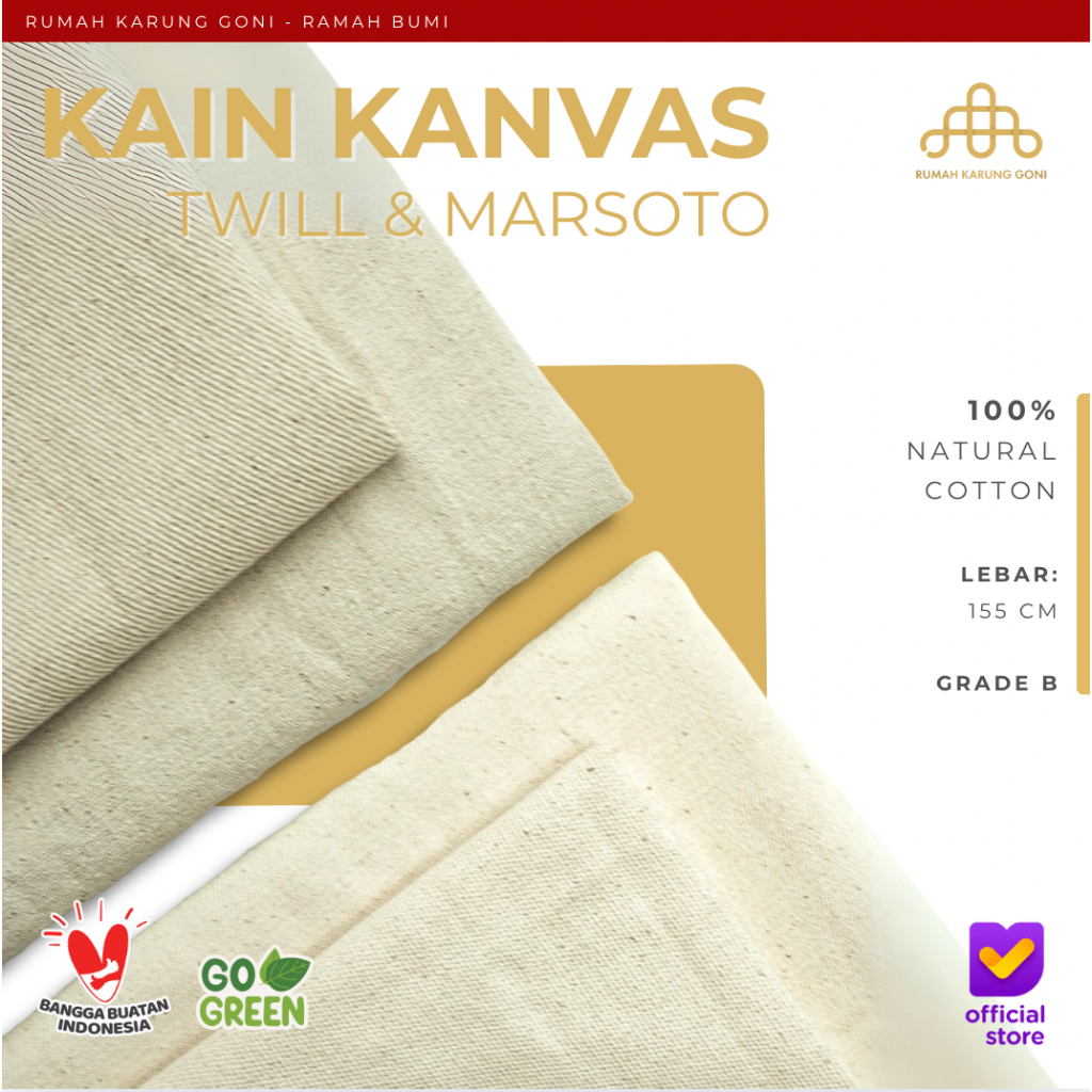 Jual Kain Kanvas Twill Marsoto 50 cm x 157 cm -+14oz Baby Canvas ...
