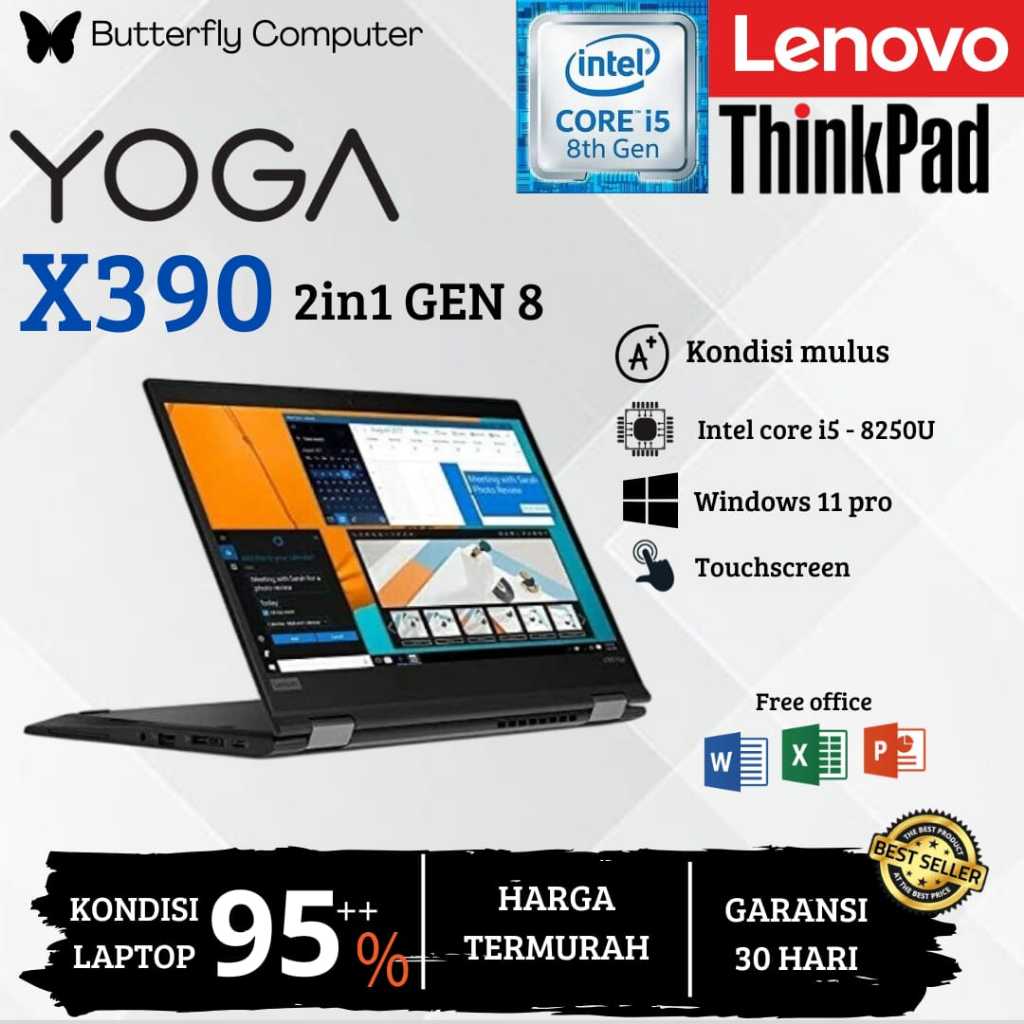 Jual Laptop Lenovo ThinkPad yoga X390 2IN1 Core i7 Gen 8 - RAM 16GB SSD ...