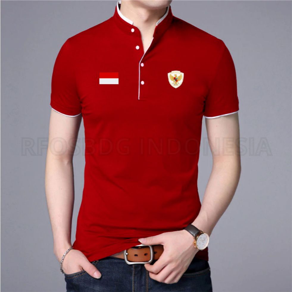 Jual Baju Kaos Polo Pria DYRGO Timnas Indonesia Merah Polos Logo Garuda ...