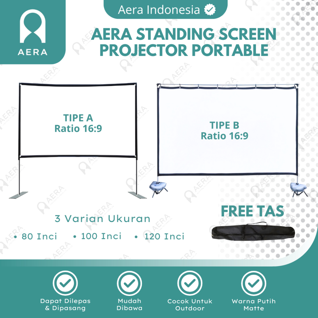 Jual Standing Screen Projector Portable 80 - 100 - 120 inch 16 : 9 ...