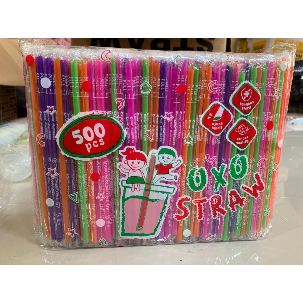 Jual Sedotan Plastik Steril OXO warna NEON 6mm x 20 cm Kemasan 500 pcs ...