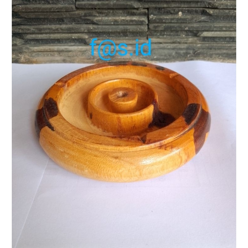 Jual Asbak kayu bulat 13cm / Wadah sekar rokok / Bahan kayu premium ...