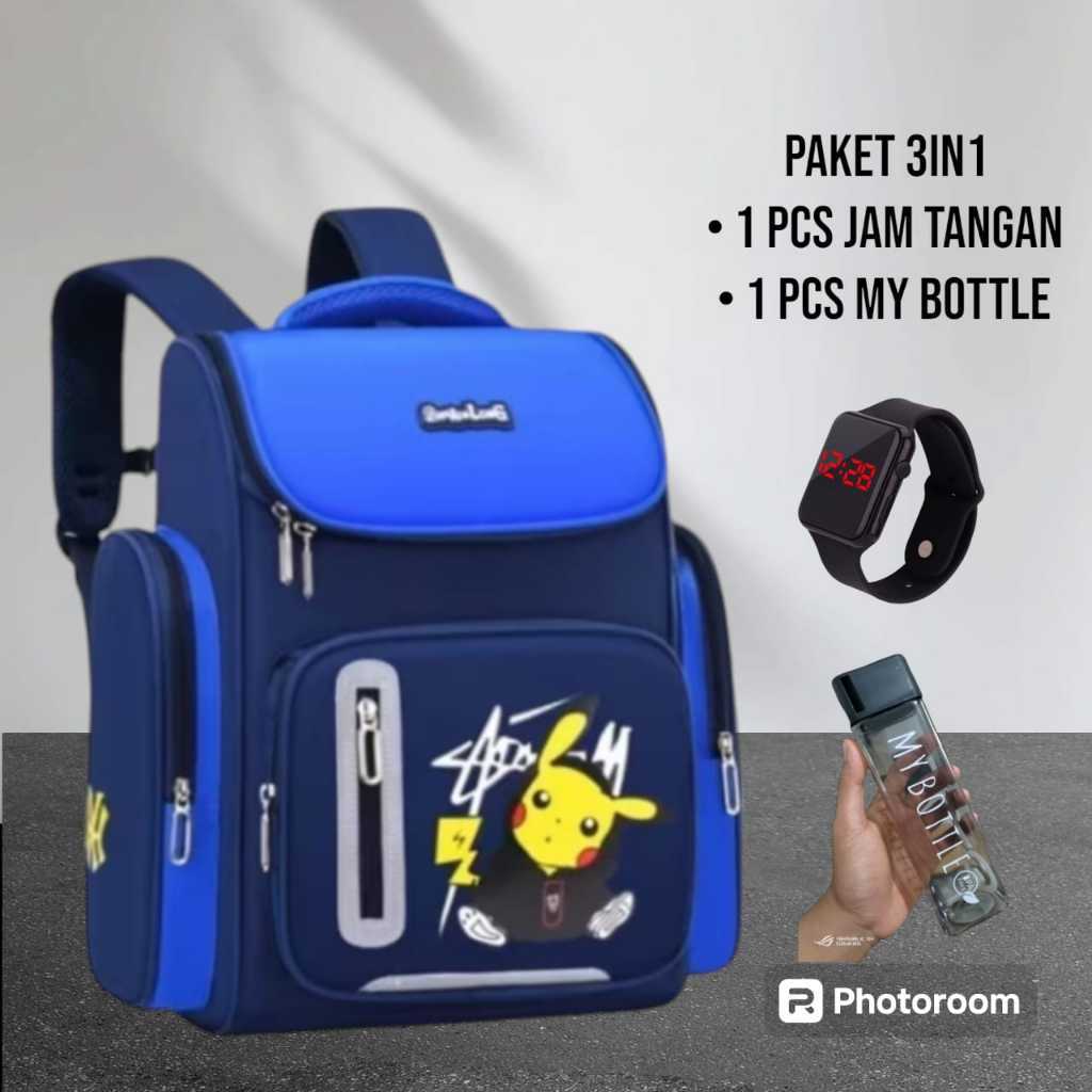 Jual [ Free Botol ] Tas Pokemon Pikachu / Tas ransel sekolah anak laki ...