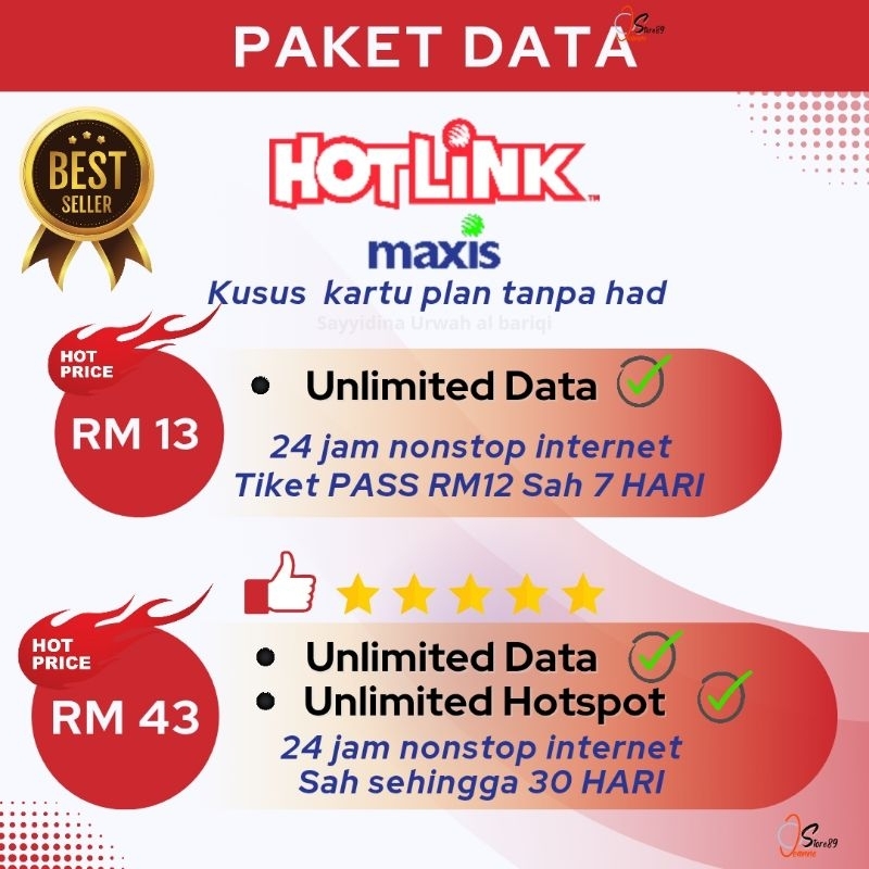 Jual KUOTA MALAYSIA | UNLIMITED DATA + UNLIMITED HOTSPOT HOTLINK MAXIS ...