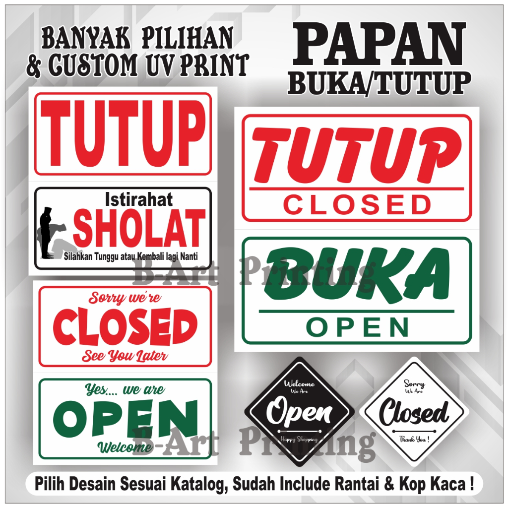 Jual Custom open close pintu UV PRINT / Papan open close / Buka tutup ...