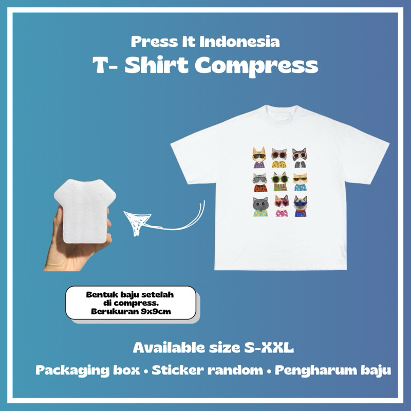 Jual T-Shirt Compress Premium Cat White by Press It indonesia | Shopee ...