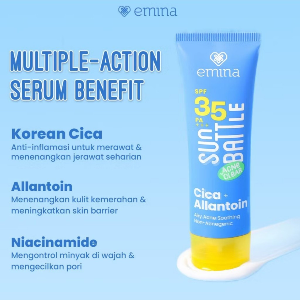 Jual EMINA SUN BATTLE SPF 35 PA+++ CICA+ALLANTOIN 50ml | Shopee Indonesia