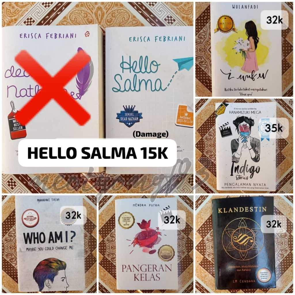 Jual [Ready Siap Kirim] Preloved Novel Wattpad Dear Nathan Hello Salma Who Am I? Pangeran Kelas ...