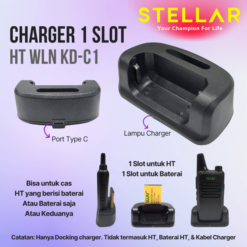 Jual Docking Charger Desktop HT WLN KD C1 1 Port 7 Hari Garansi | Cas Duduk Pengisi Daya Dock ...