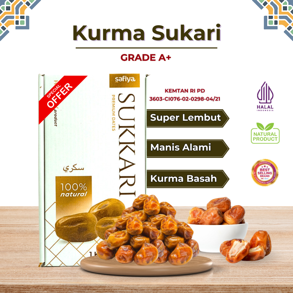 Jual Kurma Sukari 1 Kg Raja Kurma Basah Lembut Manis Oleh Oleh Haji dan ...