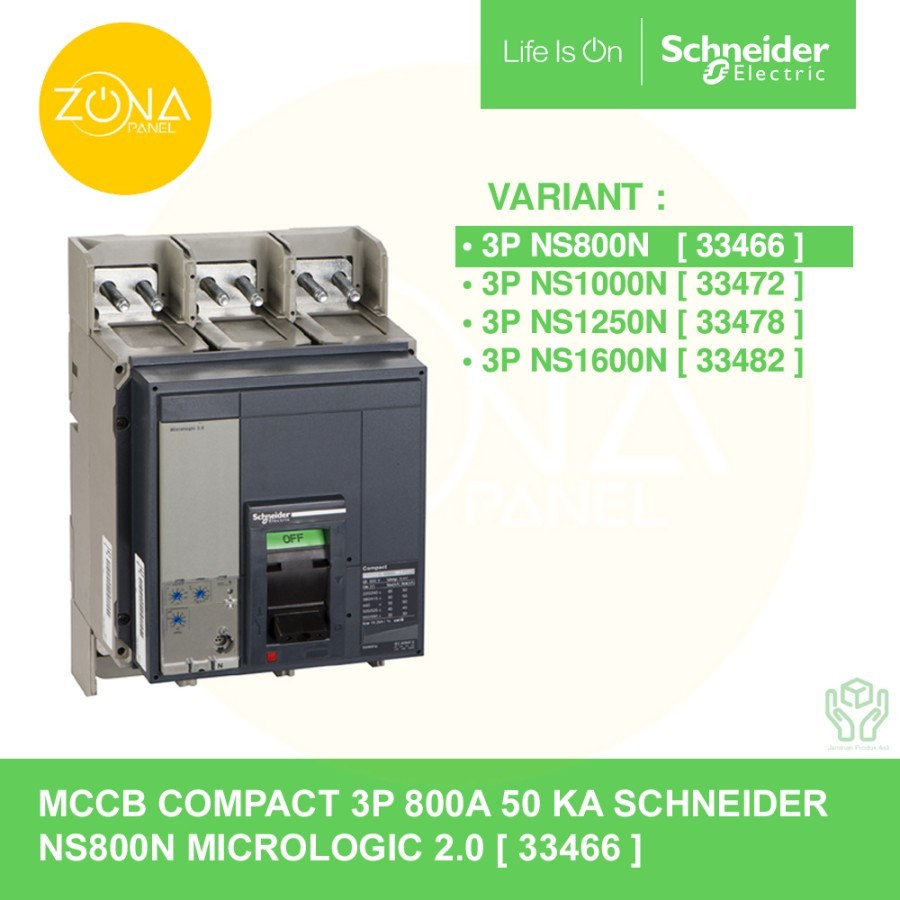 Jual MCCB SCHNEIDER COMPACT 3P 800A 50KA NS800N MICROLOGIC 2.0 33466 | Shopee Indonesia