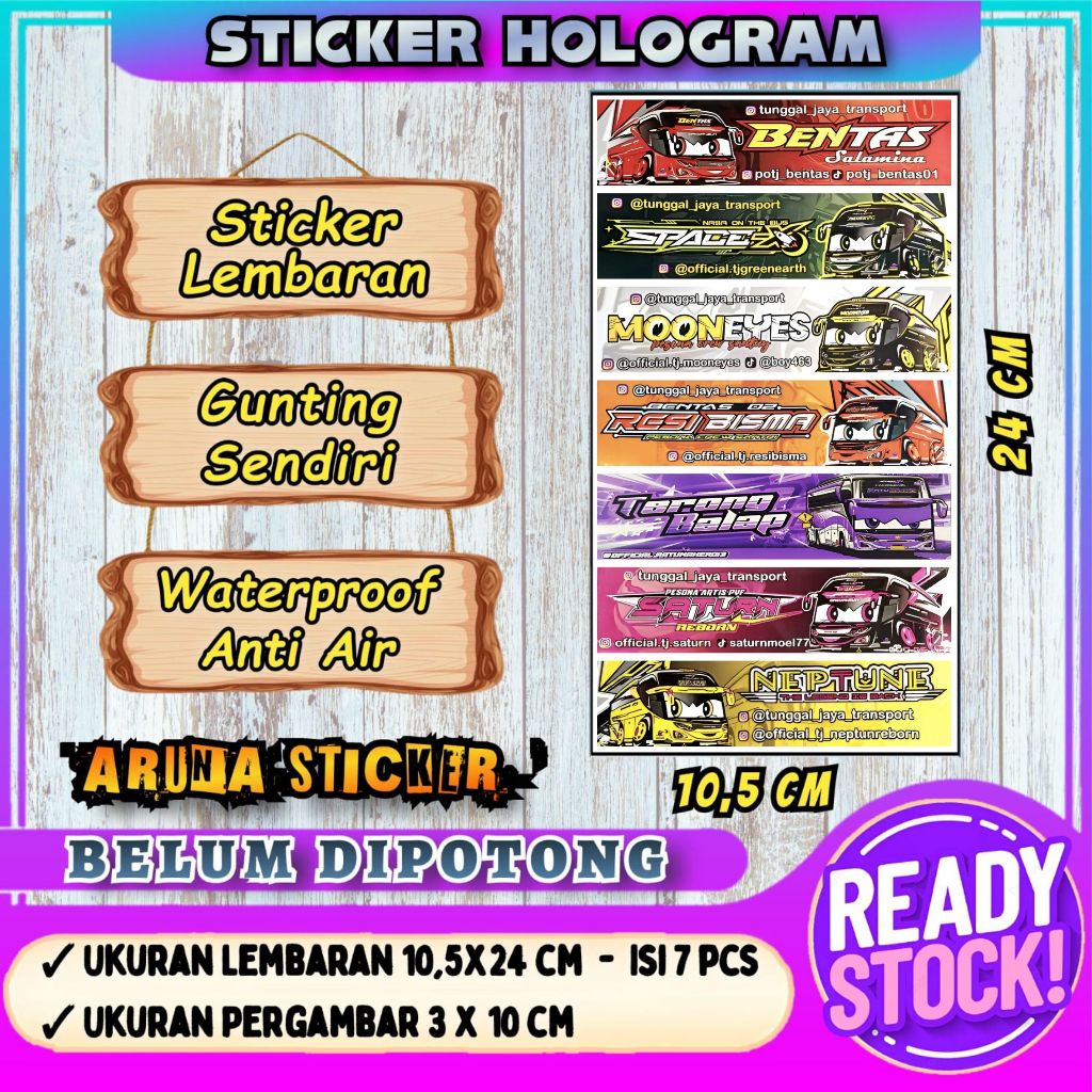 Jual STIKER BUS PANJANG Lembaran Isi 7 pc Stiker Bus Basuri Hologram ...