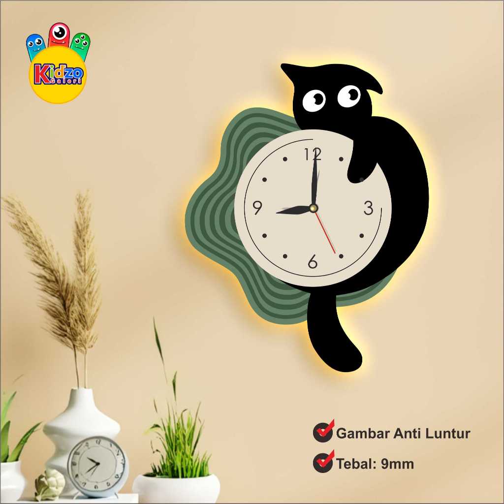 Jual JAM DINDING DEKORASI RUMAH KARAKTER KUCING UNIK AESTHETIC RUANGAN ...